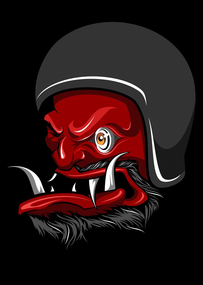 'devil wearing motorcycle h' Poster, picture, metal print, paint by ...