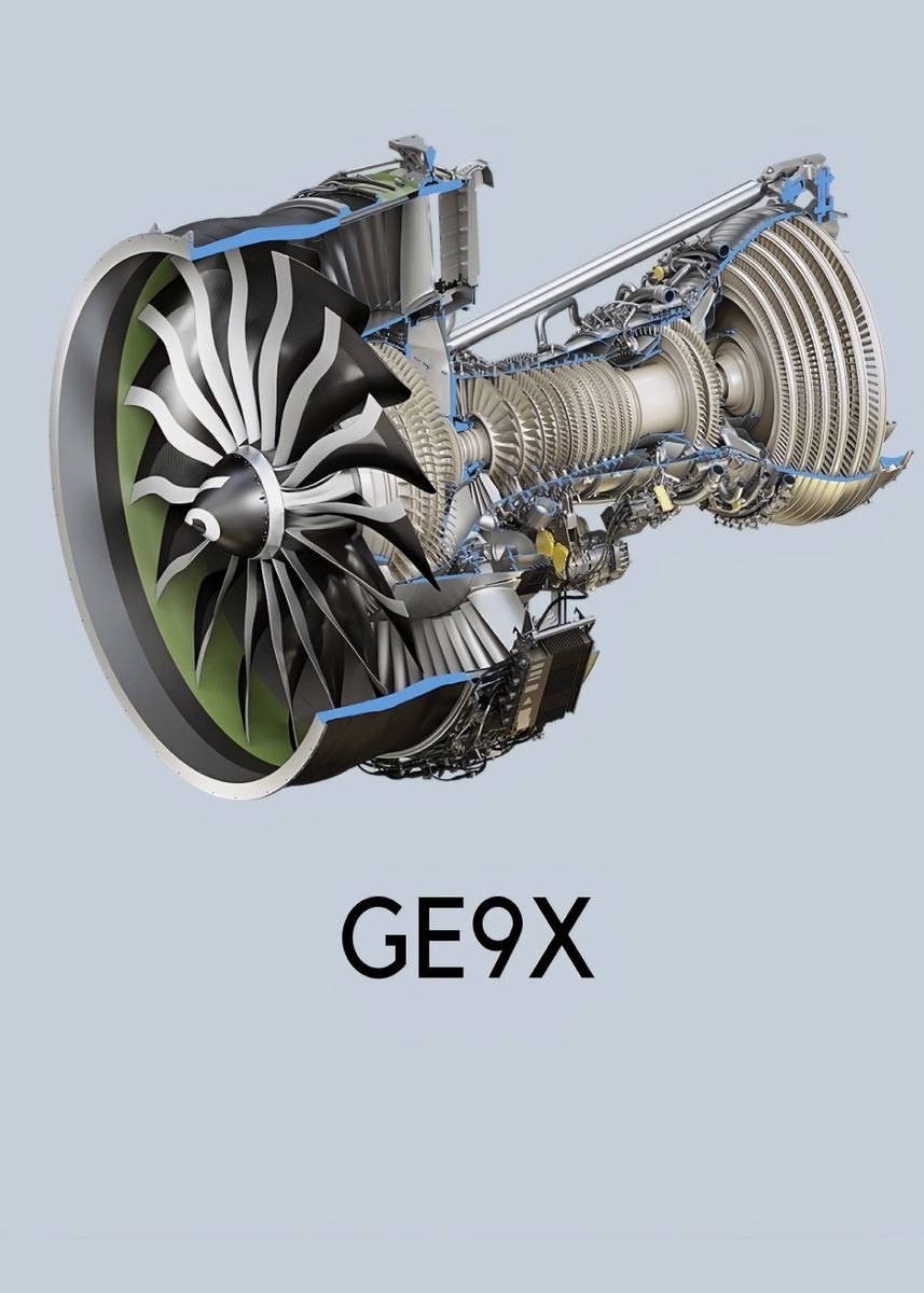 'GE9X Engine' Poster, picture, metal print, paint by Tyler Keith | Displate