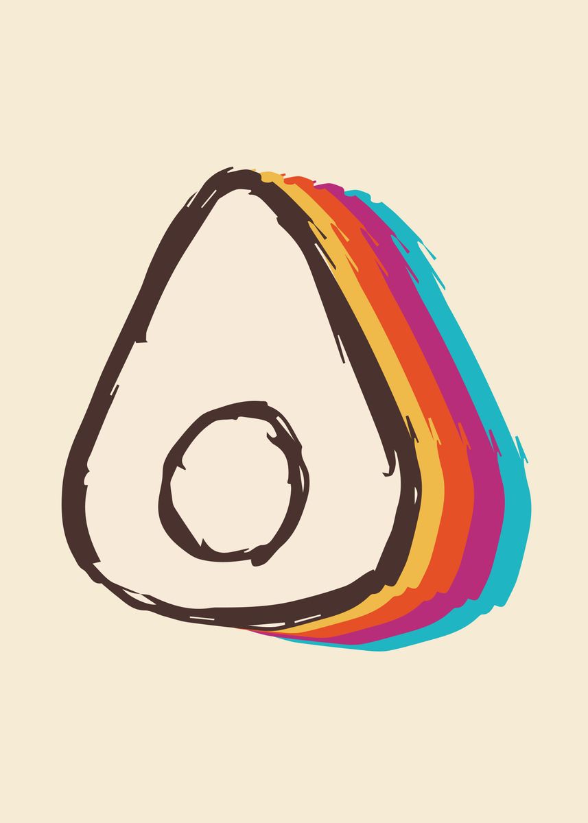 'Cute Avocado Rainbow 12' Poster, picture, metal print, paint by ...