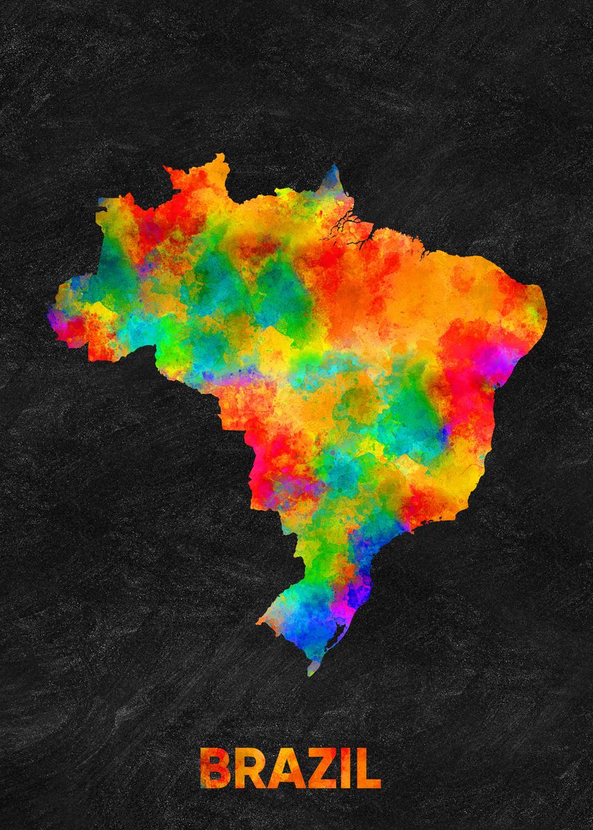 'brazil map' Poster, picture, metal print, paint by SplashDesign | Displate