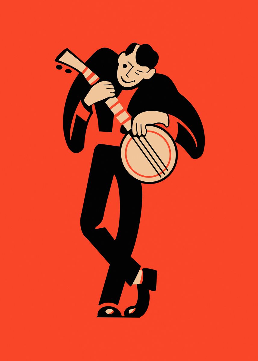 'The Banjoist' Poster, picture, metal print, paint by RogueDesign ...
