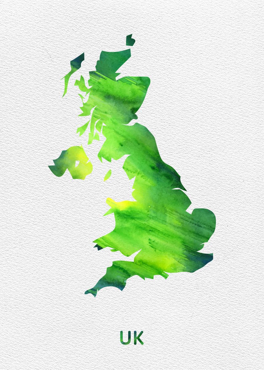 'UK Watercolor Map ' Poster, picture, metal print, paint by Masahiro ...