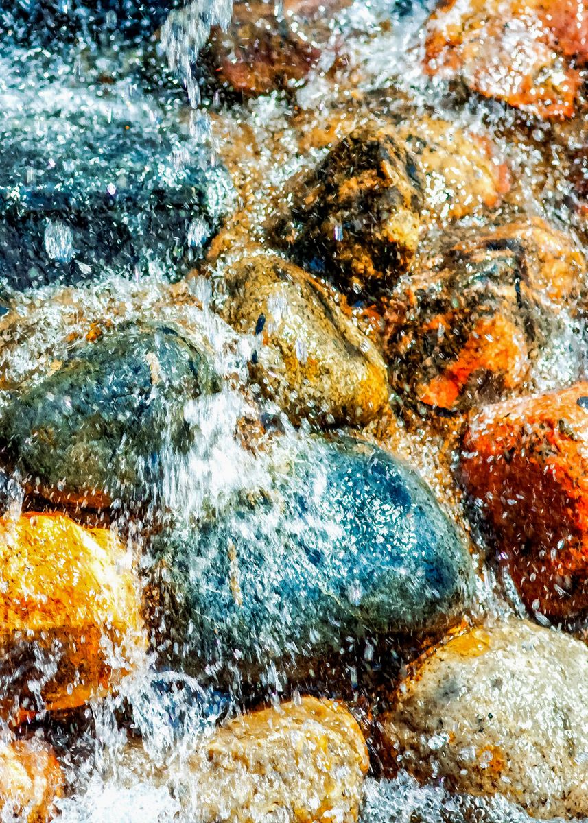 'Water And Wet Stones Right' Poster by Art Ofphotos | Displate