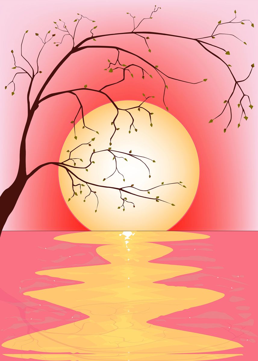 'Pink Sunset' Poster, picture, metal print, paint by HomeStead Digital ...