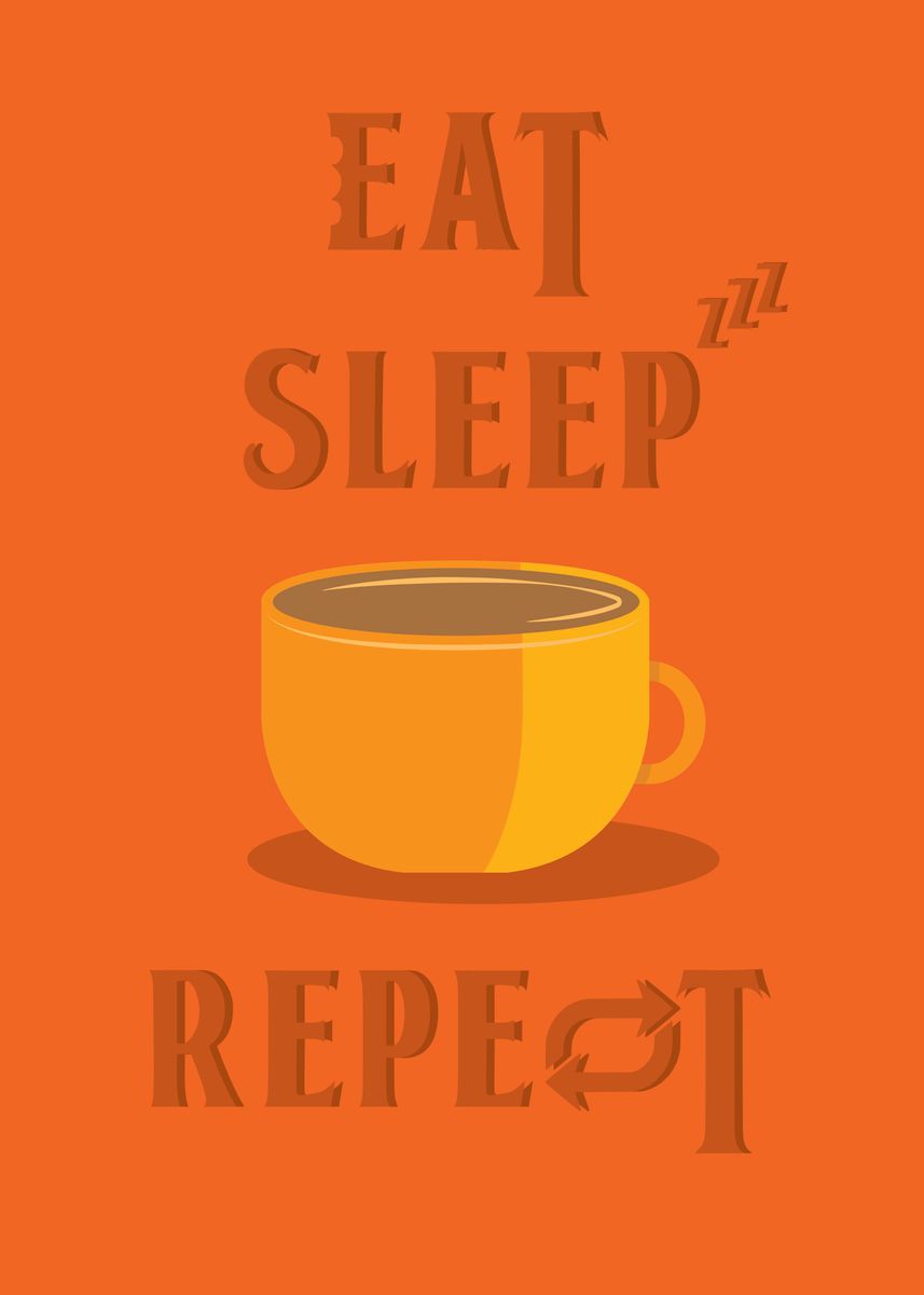 'Eat Sleep Coffee Repeat' Poster by Waverley Jane | Displate