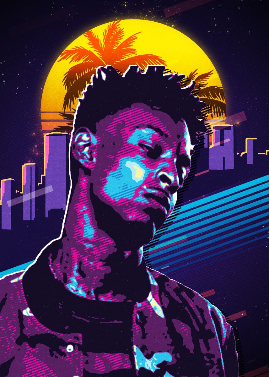 '21 Savage retro' Poster, picture, metal print, paint by NiceAndBetter ...