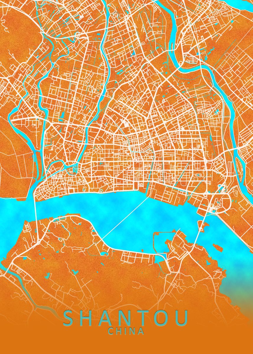 'Shantou China City Map' Poster, picture, metal print, paint by City ...