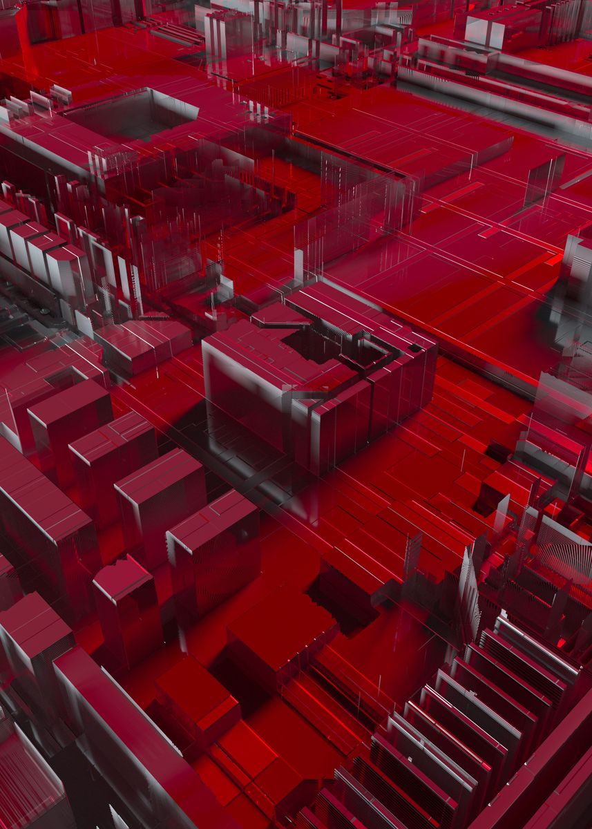 'Red Displacement' Poster, picture, metal print, paint by Peak Emotions ...