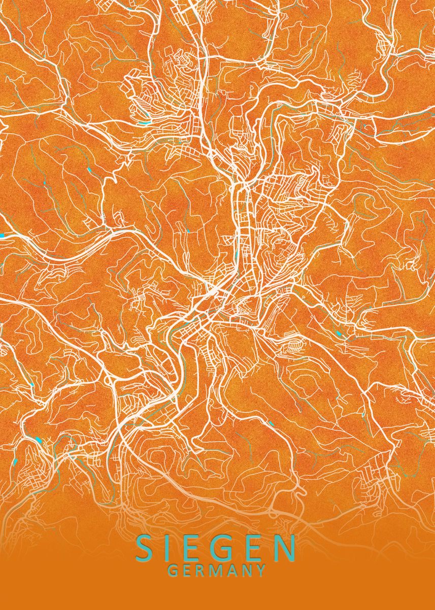 'Siegen Germany City Map' Poster, picture, metal print, paint by City ...