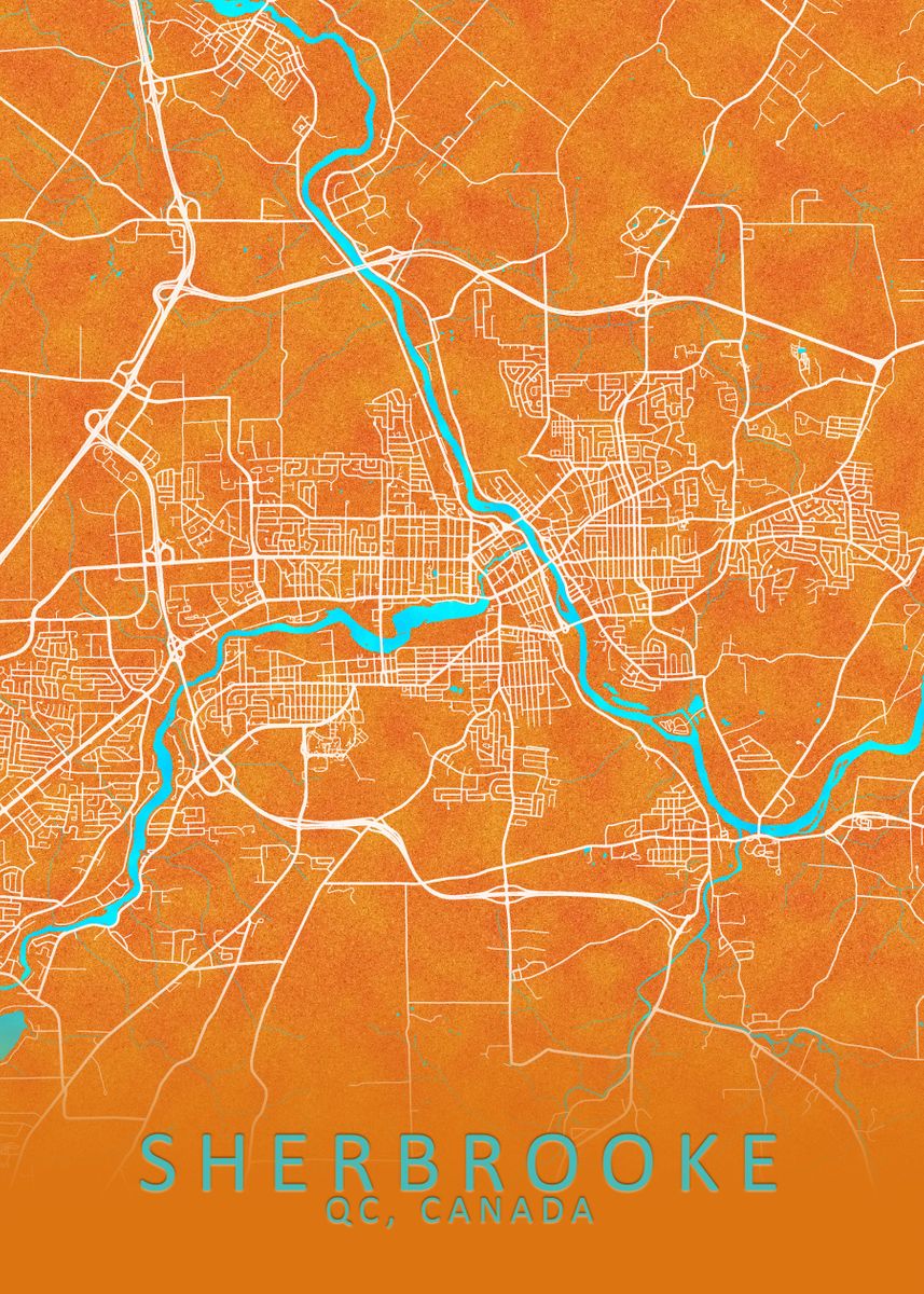 'Sherbrooke QC Canada City' Poster, picture, metal print, paint by City ...