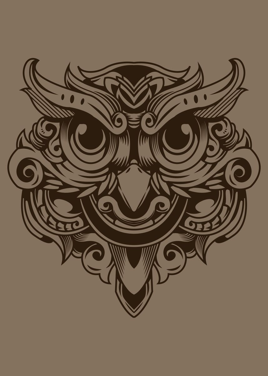 'Vintage Zen Owl ' Poster, picture, metal print, paint by Nizar wildani ...