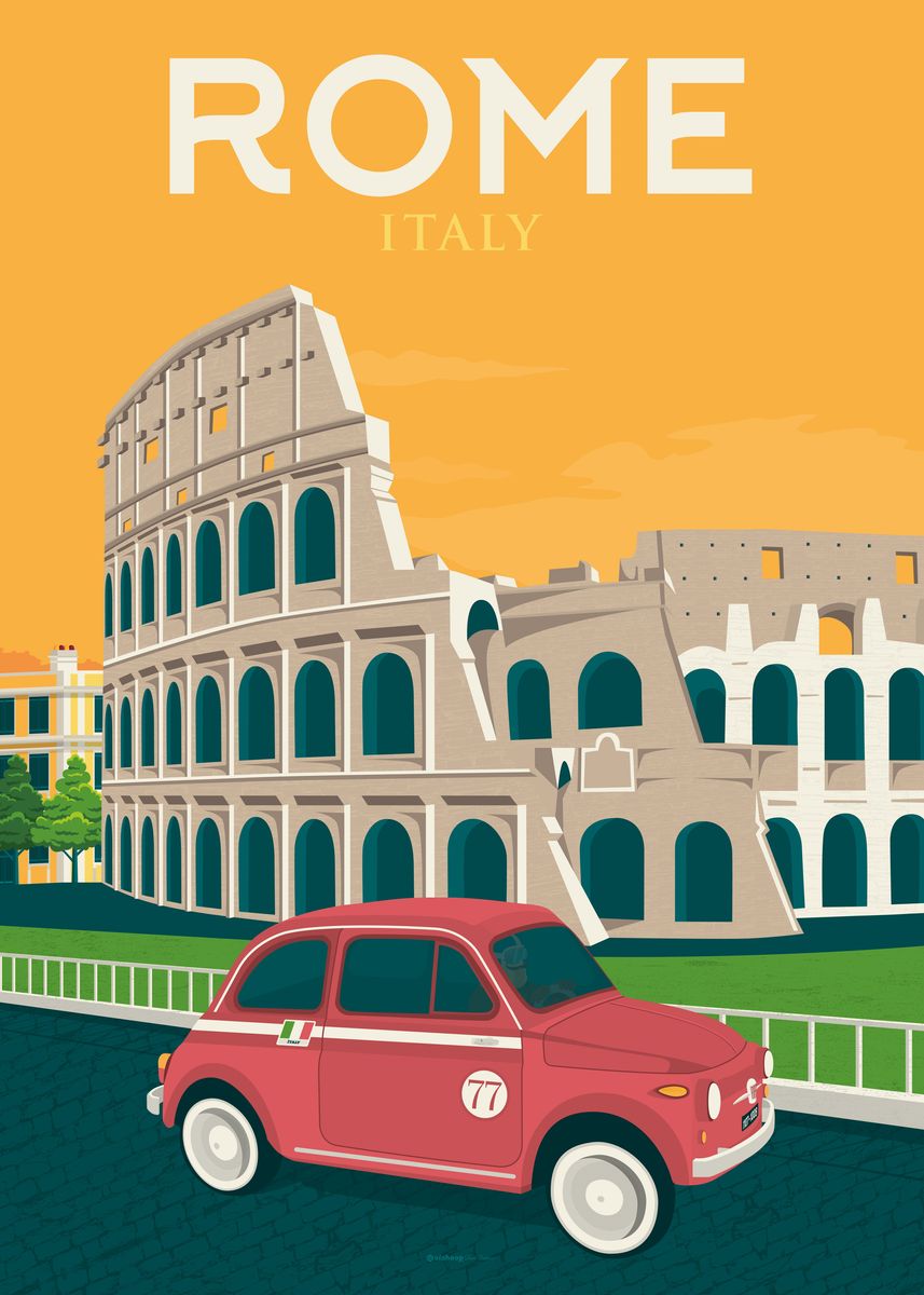 'Rome Travel Poster' Poster, picture, metal print, paint by Olahoop ...