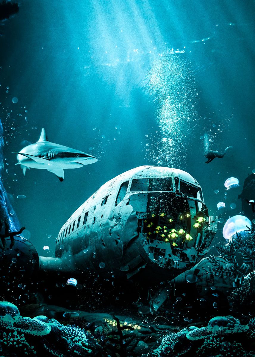 'Plane Crash' Poster, picture, metal print, paint by AlexGraphex | Displate