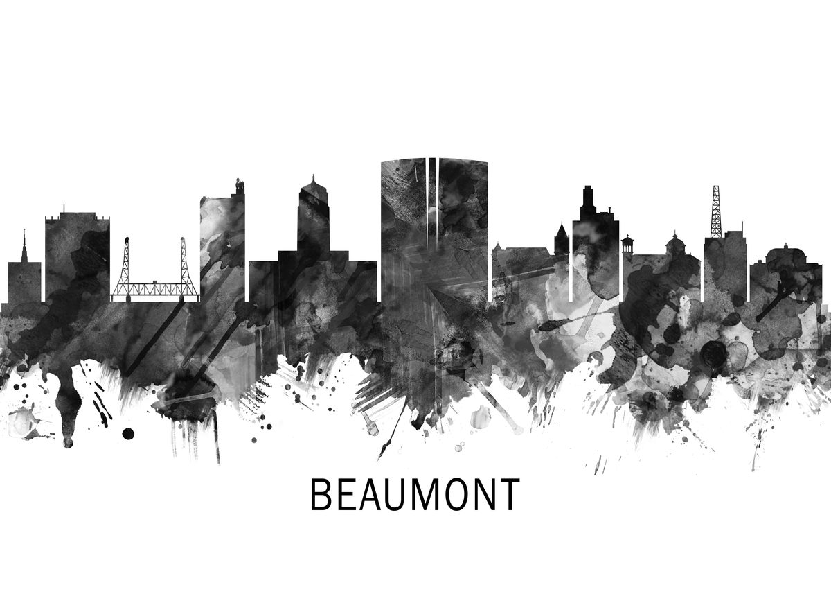 'Beaumont Texas Skyline BW' Poster by Towseef Dar | Displate