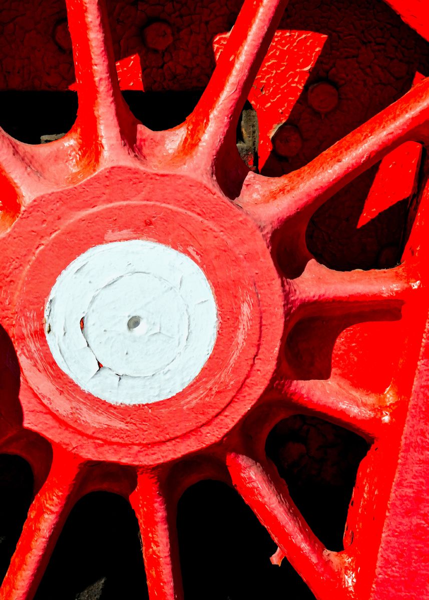 'Old Train Red Wheel Right' Poster, picture, metal print, paint by Art ...