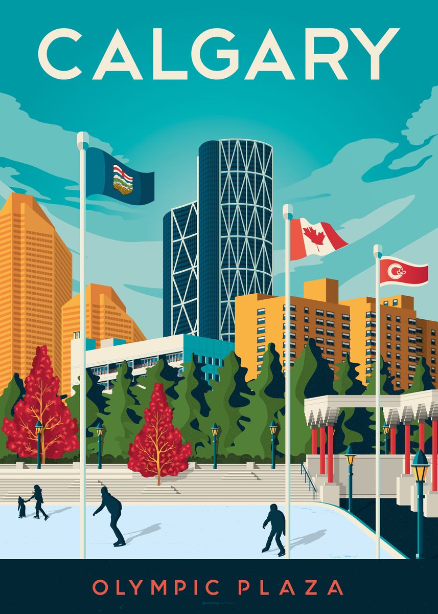 'Calgary Travel Poster' Poster, picture, metal print, paint by Olahoop ...