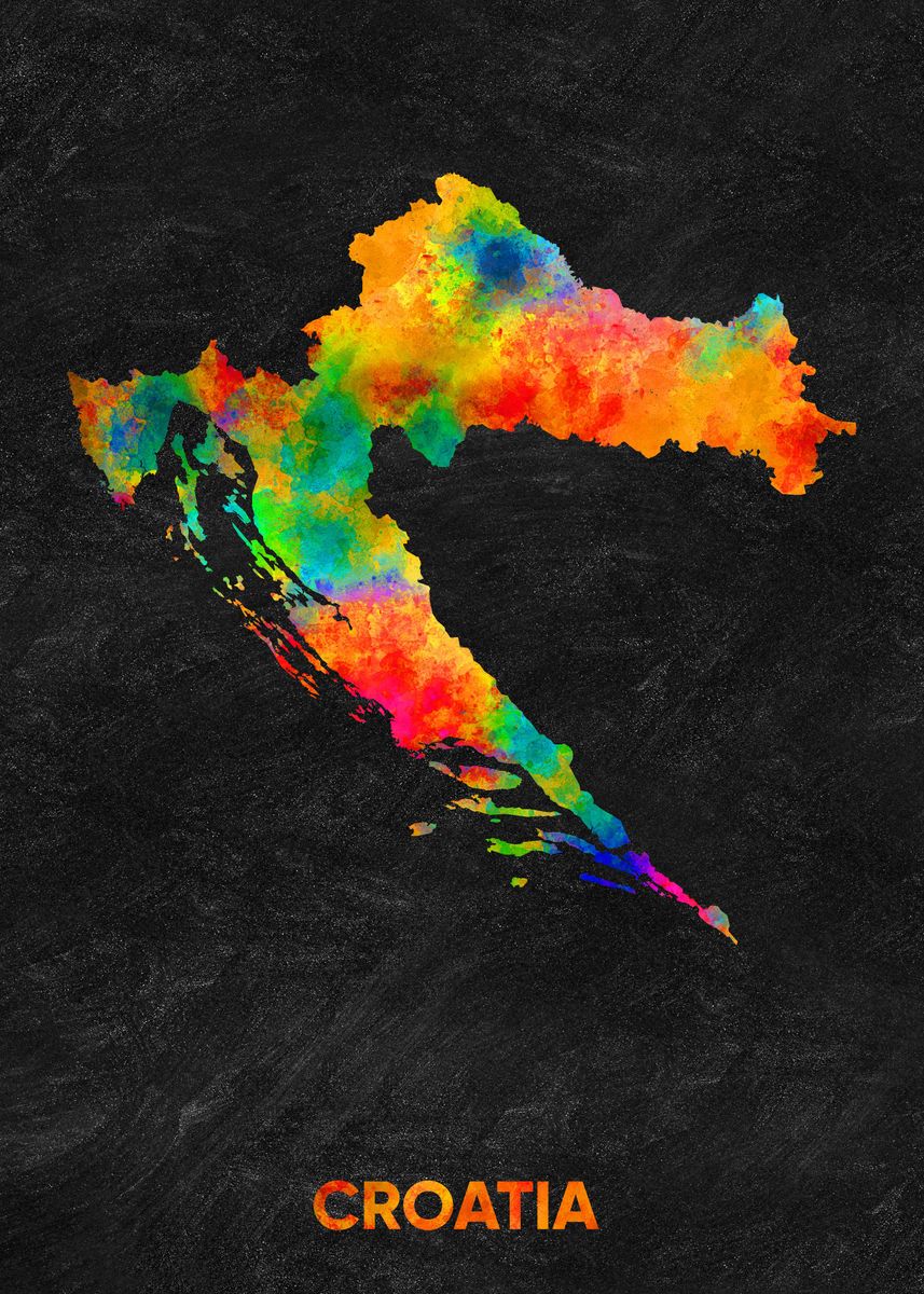 'croatia map' Poster, picture, metal print, paint by SplashDesign ...