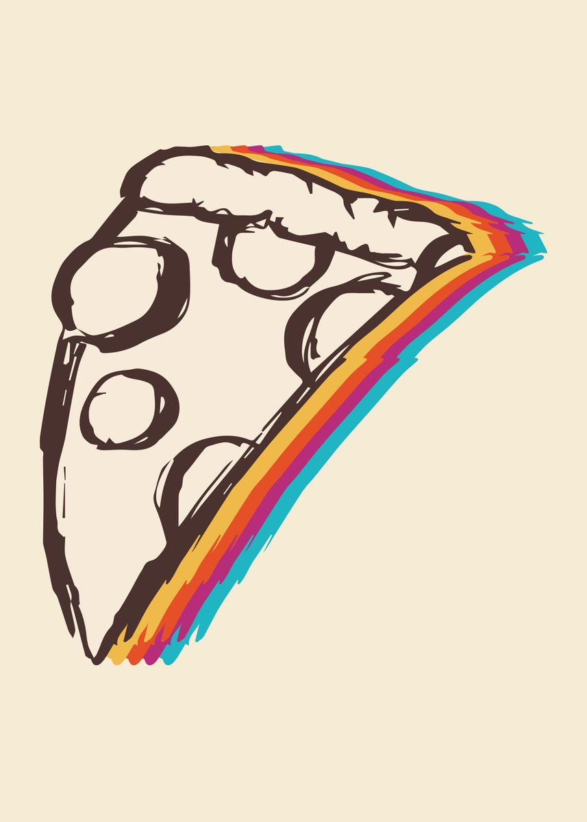 'Cute Pizza Rainbow 5' Poster, picture, metal print, paint by Maricris ...