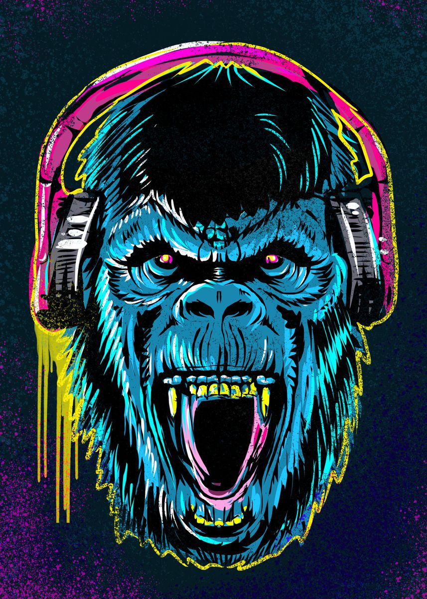'Music Gorilla Monkey' Poster, picture, metal print, paint by FGworks ...