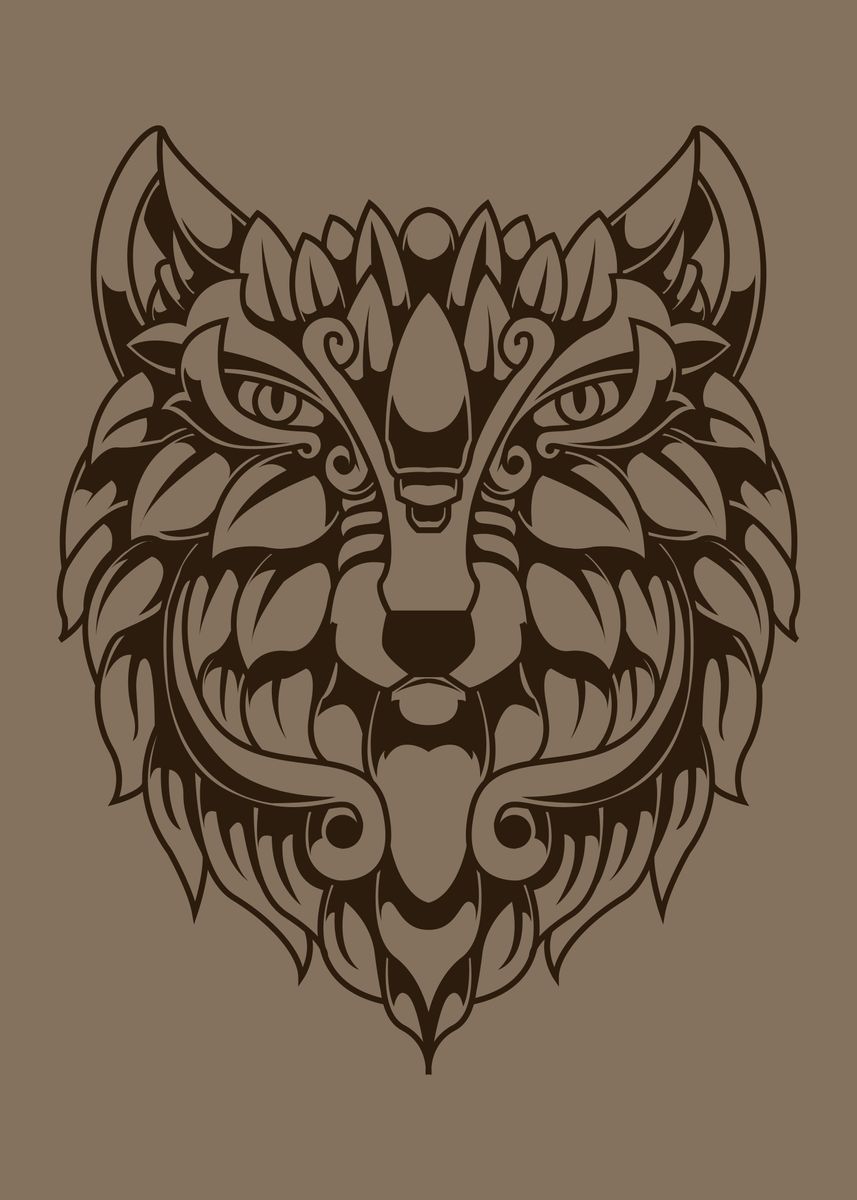 'Vintage Zen Wolf' Poster by Nizar wildani | Displate