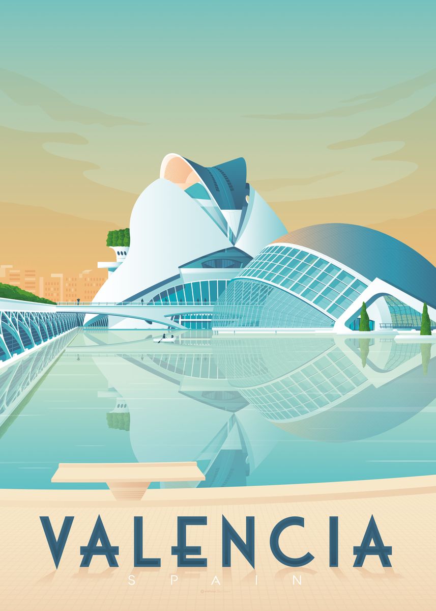 'Valencia Travel Poster' Poster, picture, metal print, paint by Olahoop ...