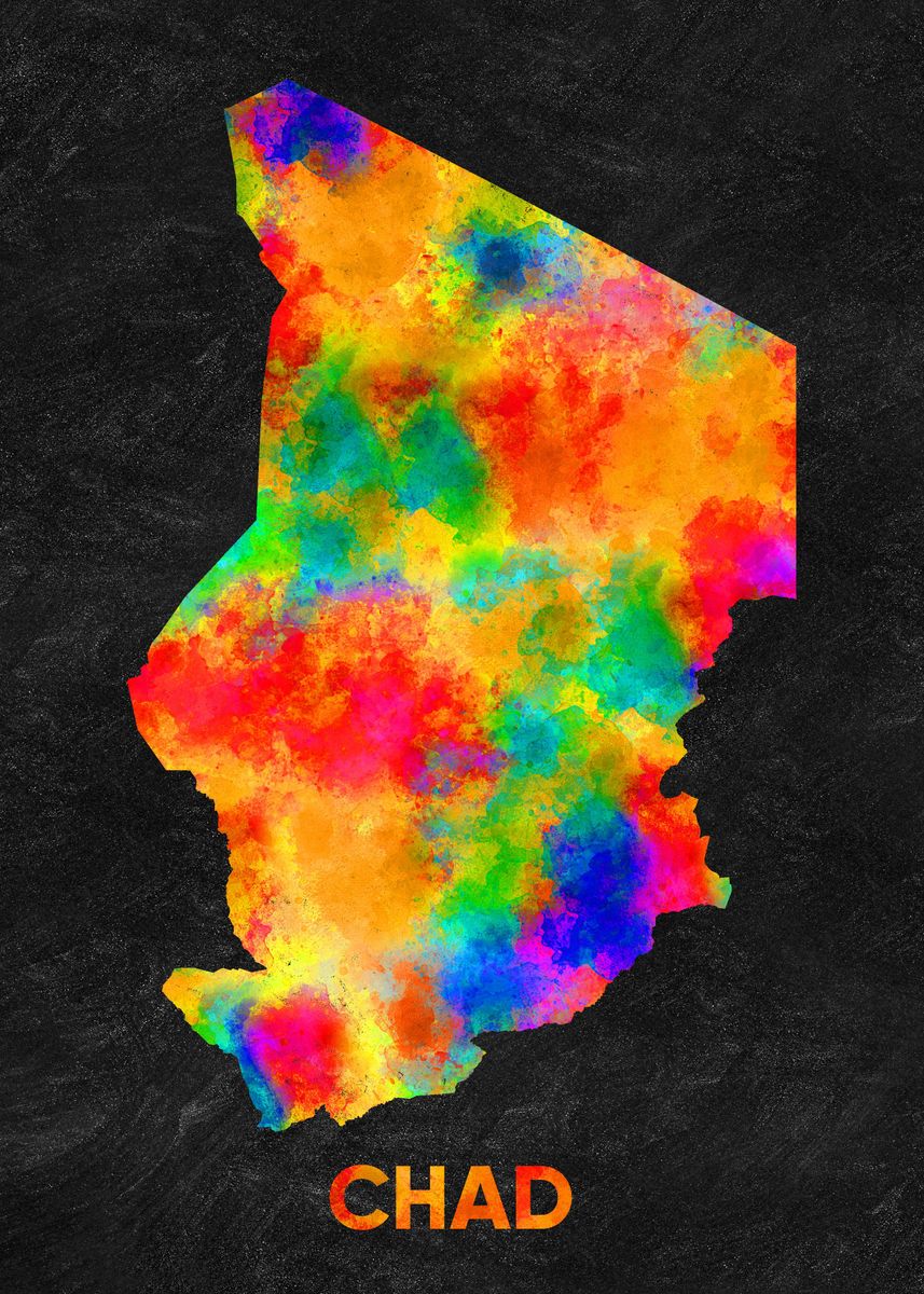 'chad map' Poster, picture, metal print, paint by SplashDesign | Displate