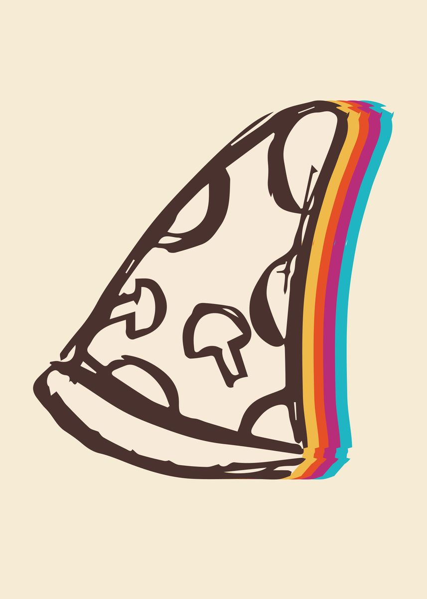 'Cute Pizza Rainbow 12' Poster, picture, metal print, paint by Maricris ...