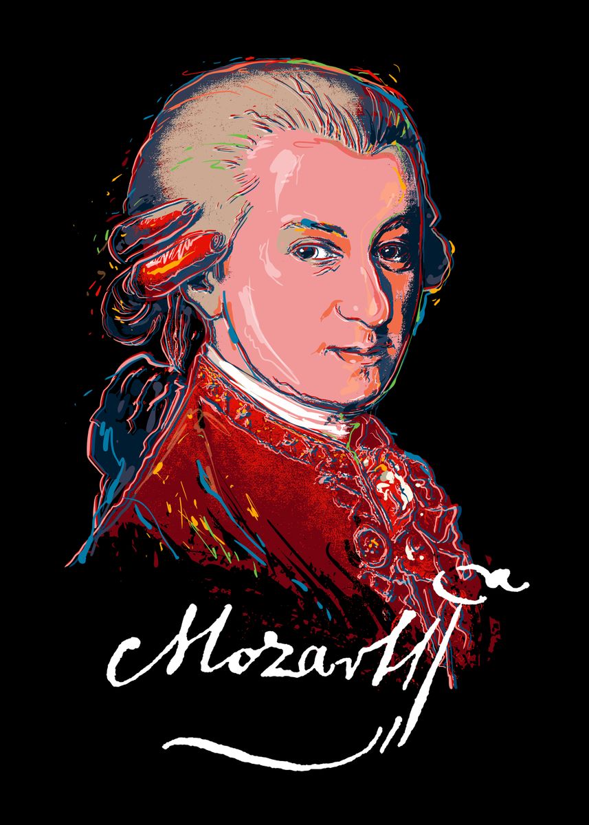 'Mozart Colorful Portrait' Poster by Carlos Marques | Displate