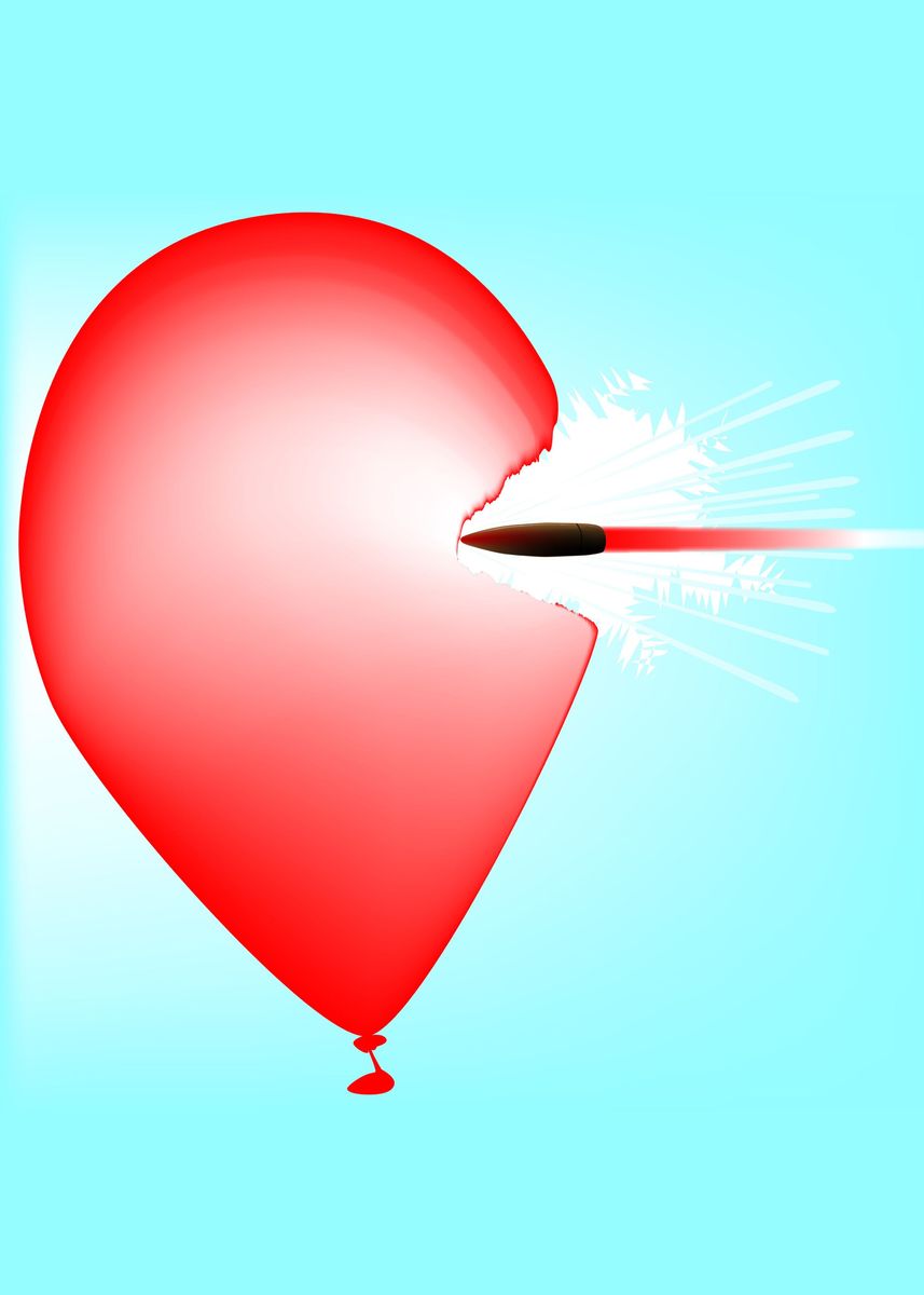 'Bullet Hitting a Balloon' Poster by HomeStead Digital | Displate