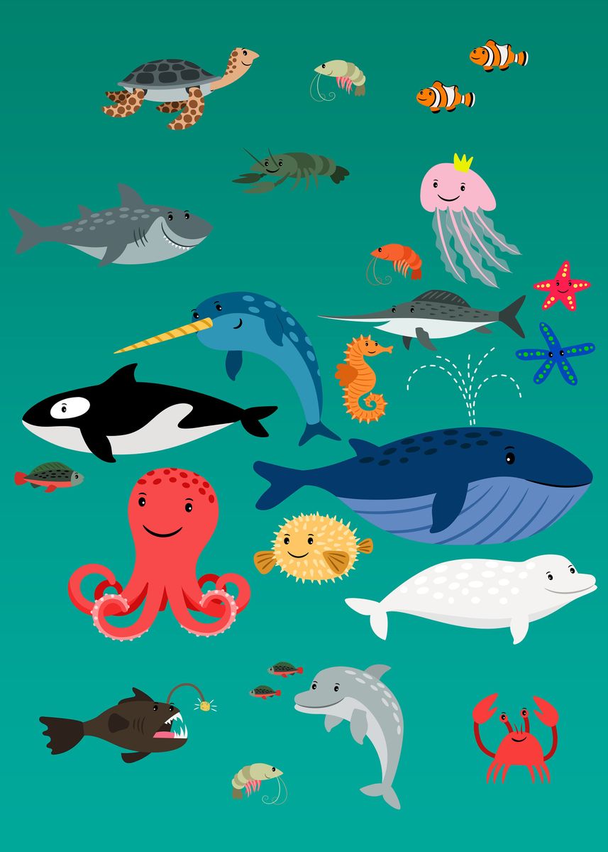 'Sea World' Poster by KUBISTIKA Modern Art | Displate