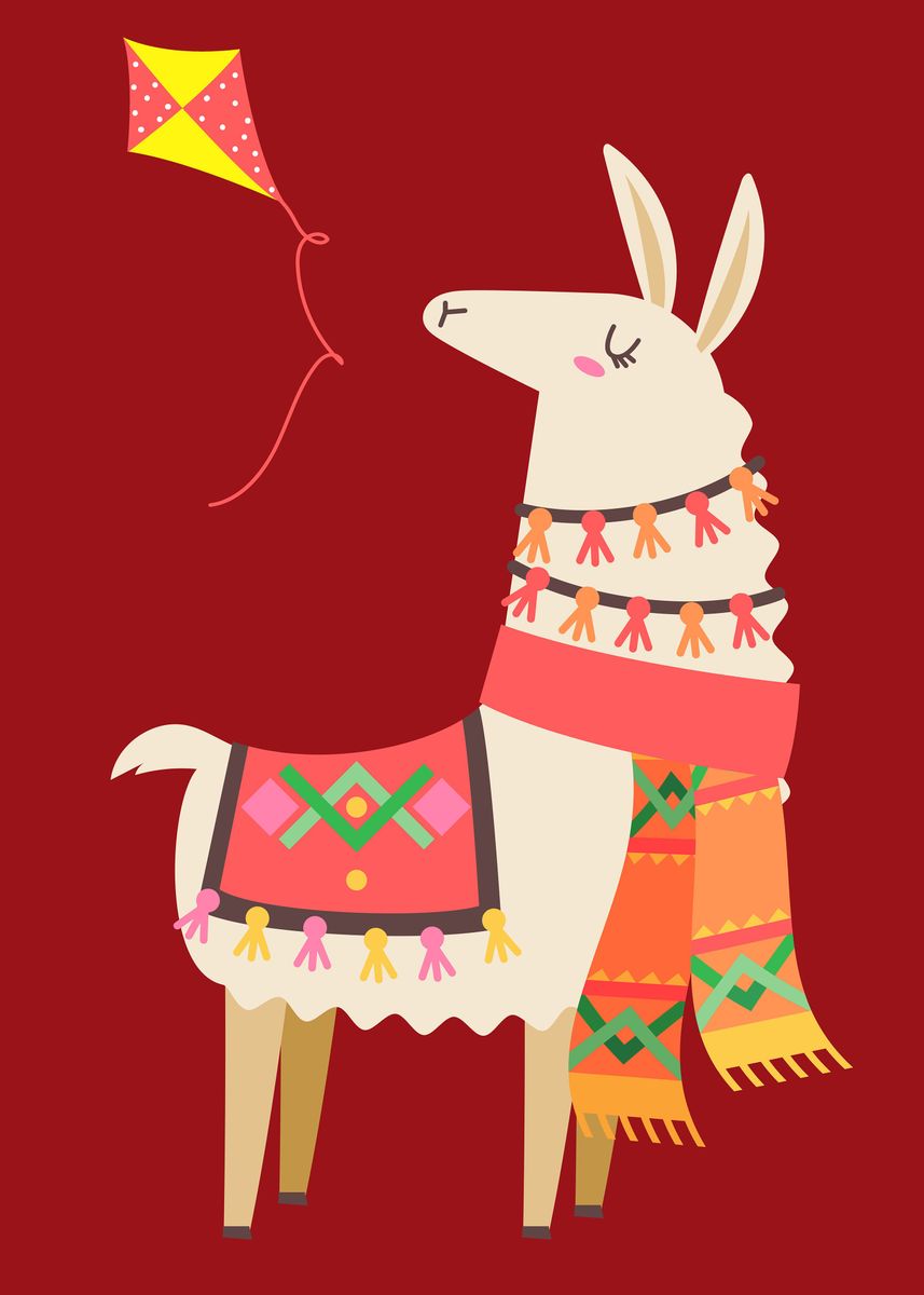 'Little Llama' Poster, picture, metal print, paint by KUBISTIKA Modern ...