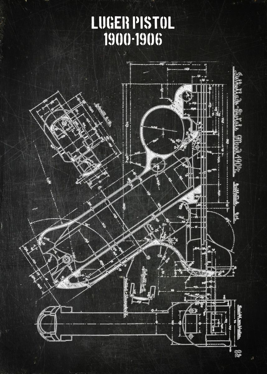 'luger pistol 1900' Poster, picture, metal print, paint by MAXART ...