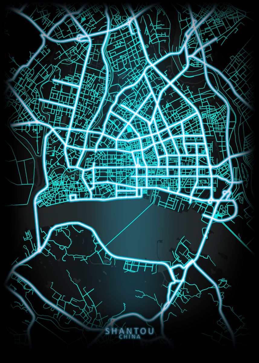 'Shantou China City Map' Poster, picture, metal print, paint by City ...