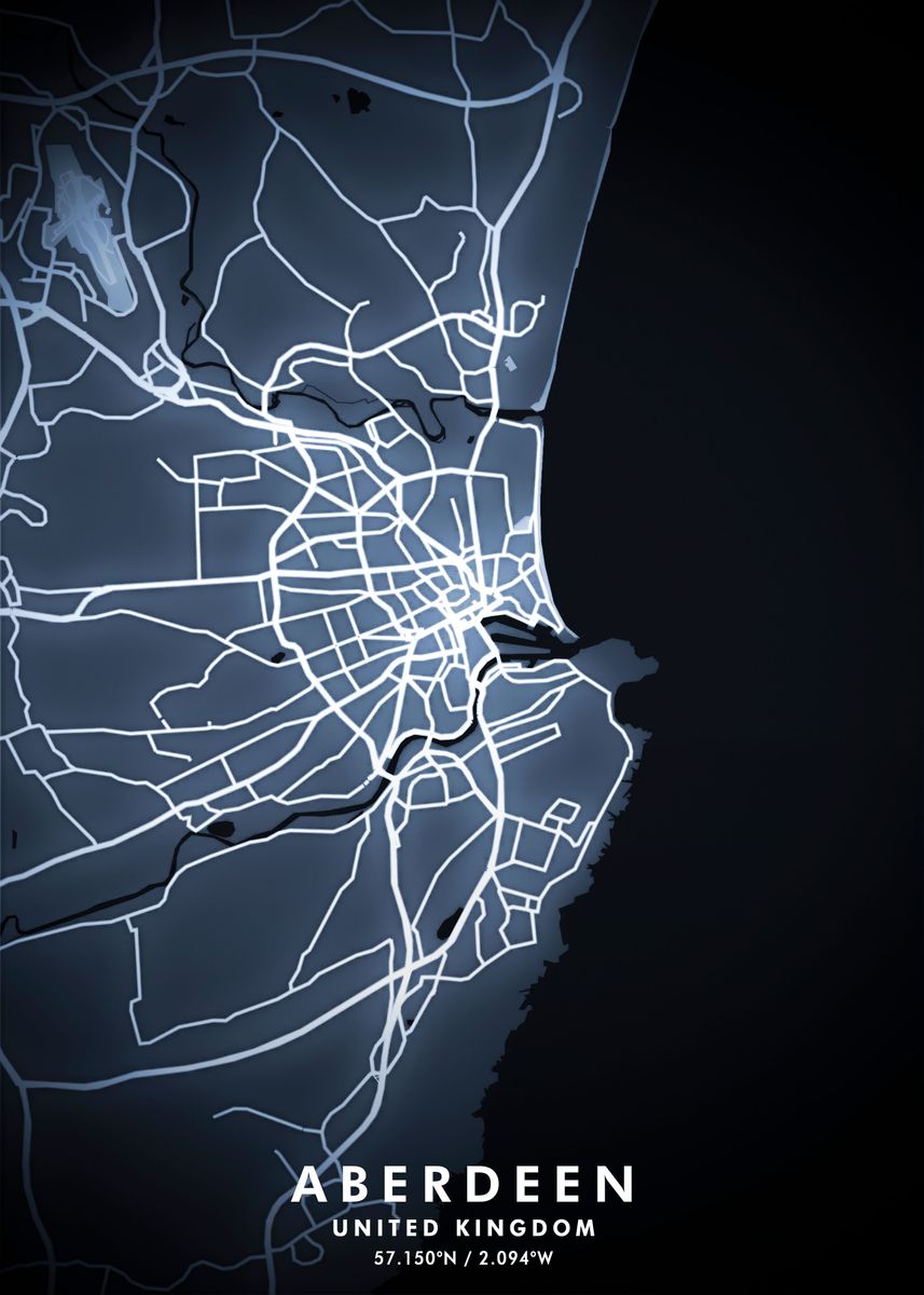 'Aberdeen Map Posters' Poster, picture, metal print, paint by Merah ...