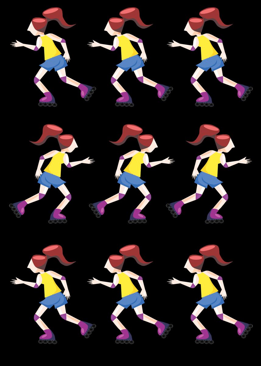 'Rollerblading' Poster, picture, metal print, paint by Ellilina | Displate