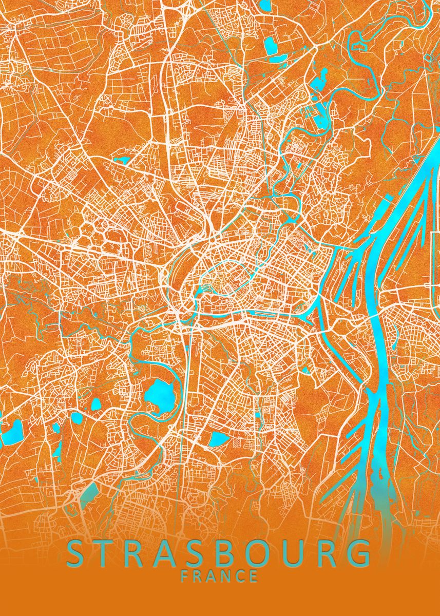 'Strasbourg France City Map' Poster by City Map Art Prints | Displate