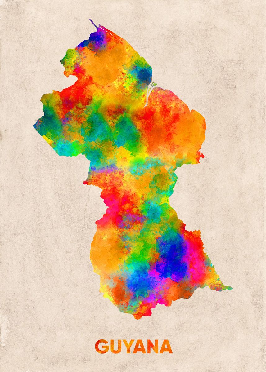 'guyana' Poster, picture, metal print, paint by SplashDesign | Displate