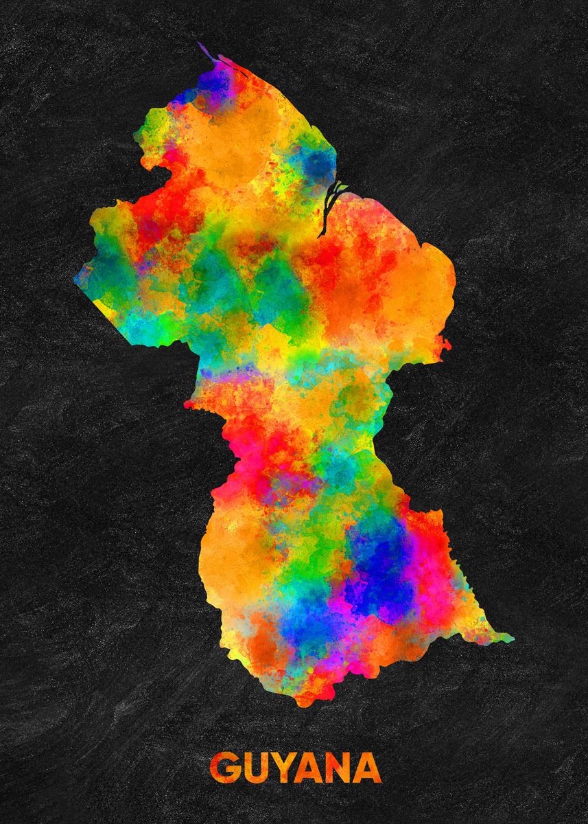 'guyana' Poster, picture, metal print, paint by SplashDesign | Displate