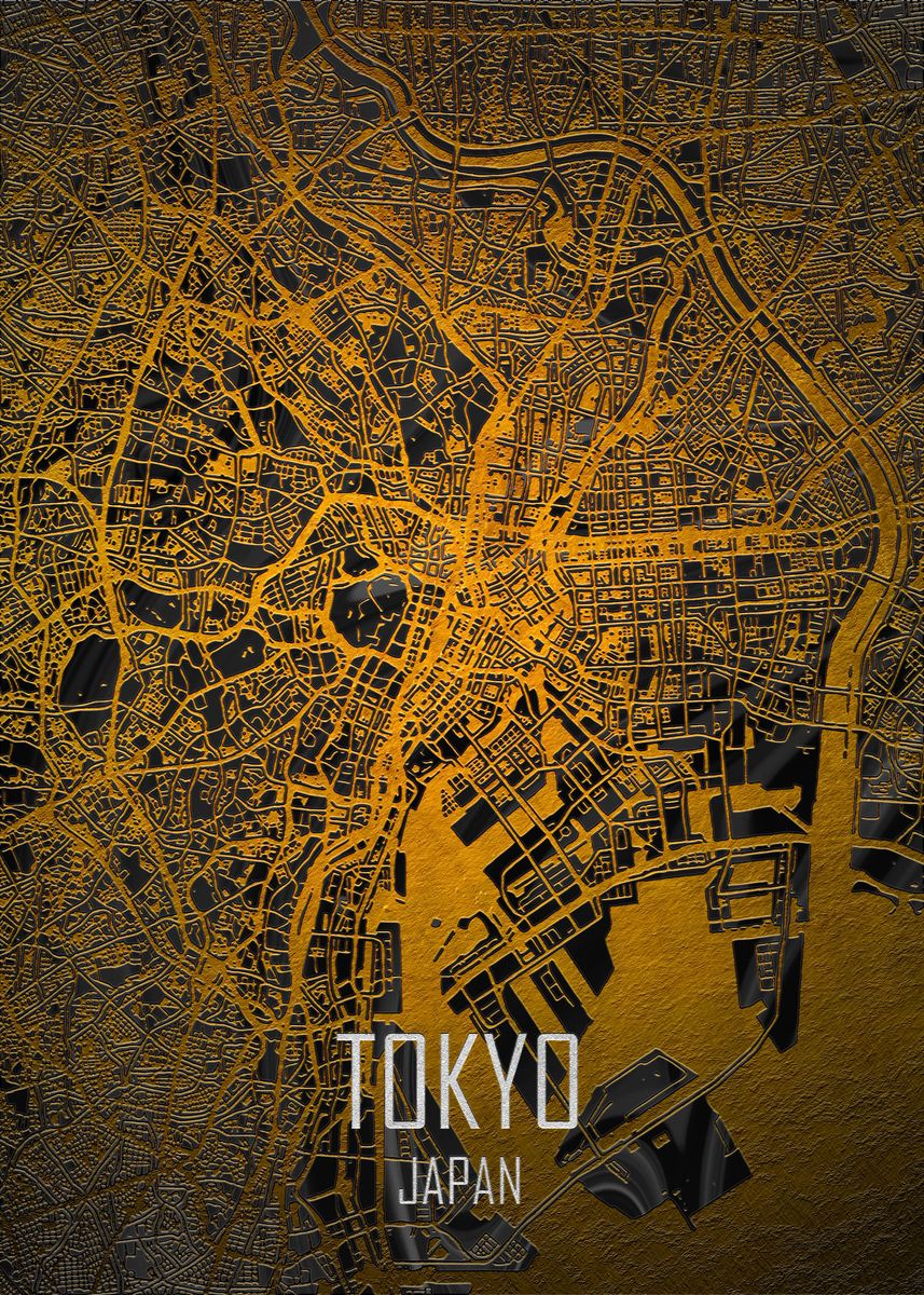 'Tokyo Marble Black Gold' Poster, picture, metal print, paint by ...