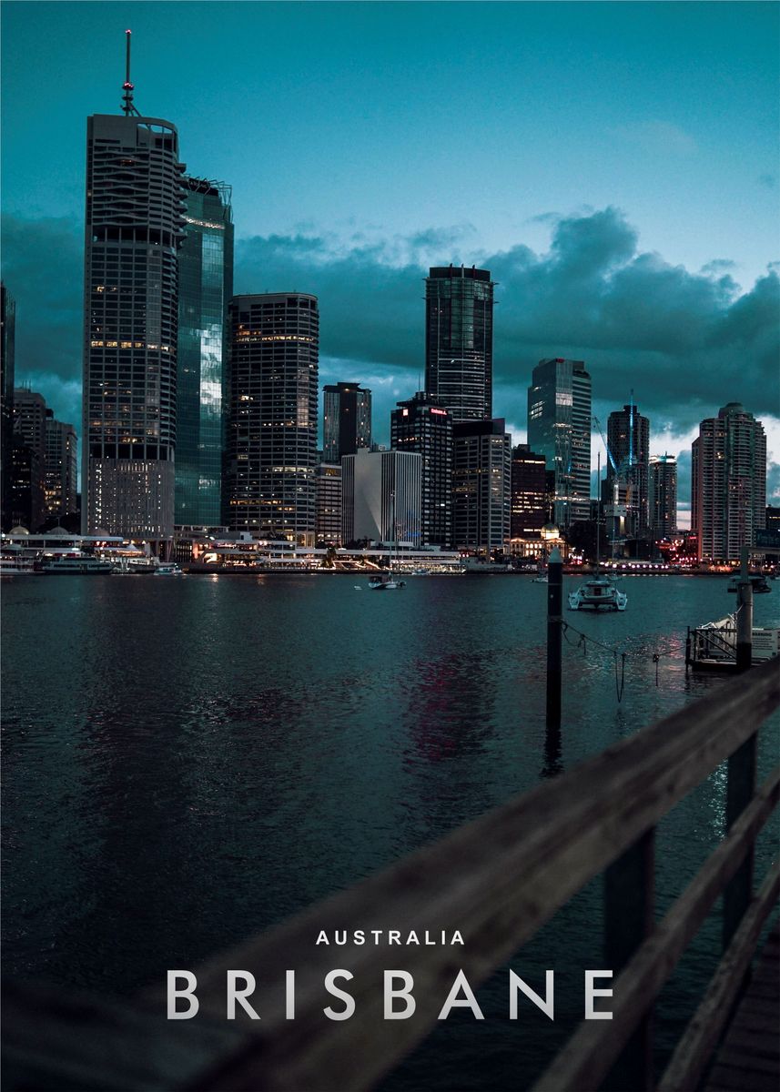 'Brisbane night view' Poster, picture, metal print, paint by Ez ...
