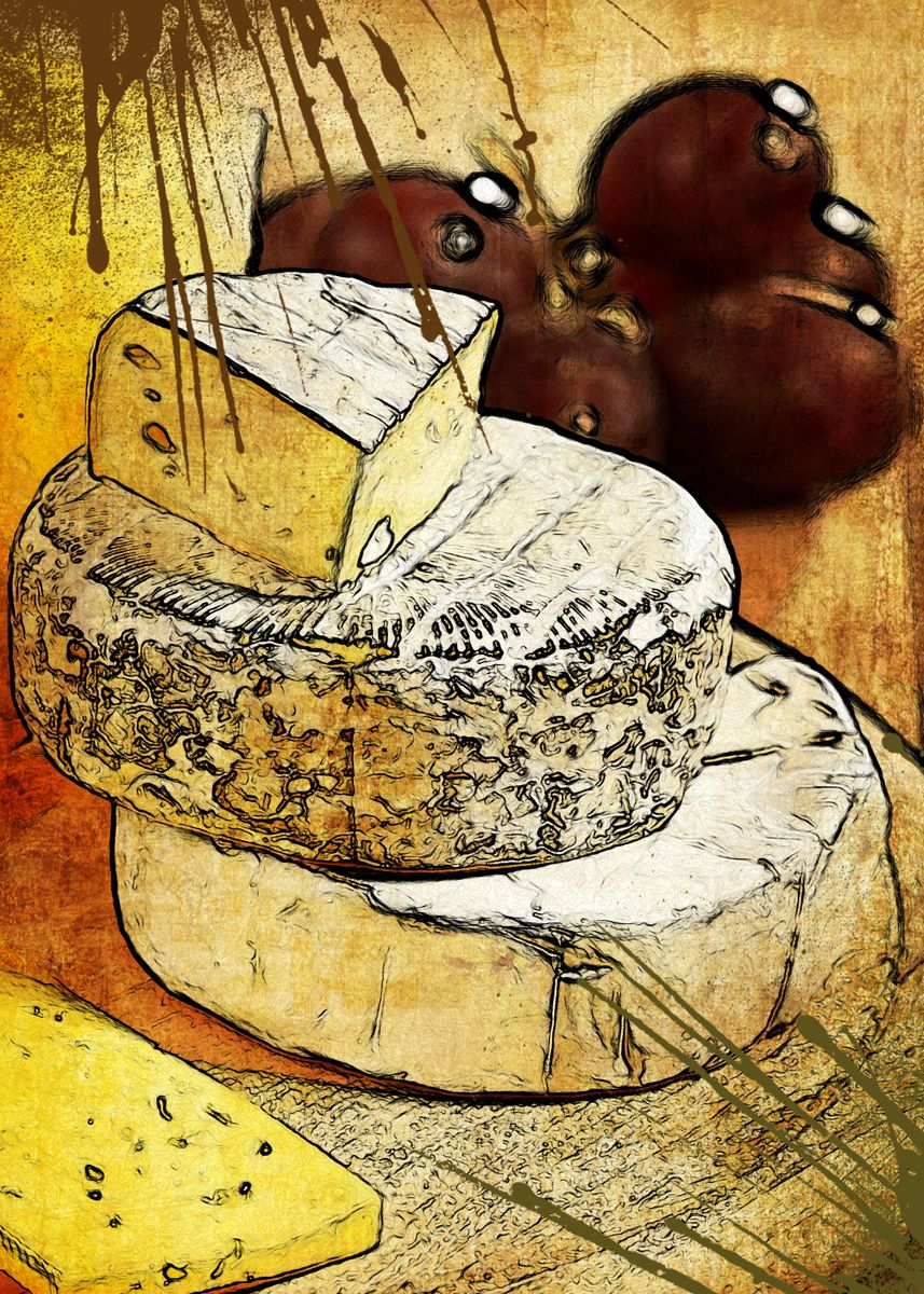 'Cheeses Italy' Poster, picture, metal print, paint by Cat Coconut ...