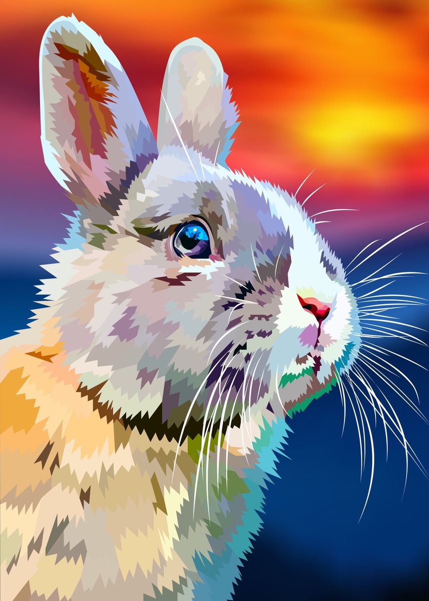 'Sunset Bunny' Poster by Elvira Clement | Displate