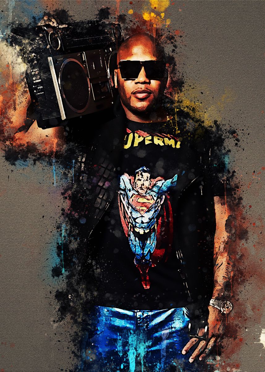 'Flo Rida' Poster, picture, metal print, paint by ru ke | Displate