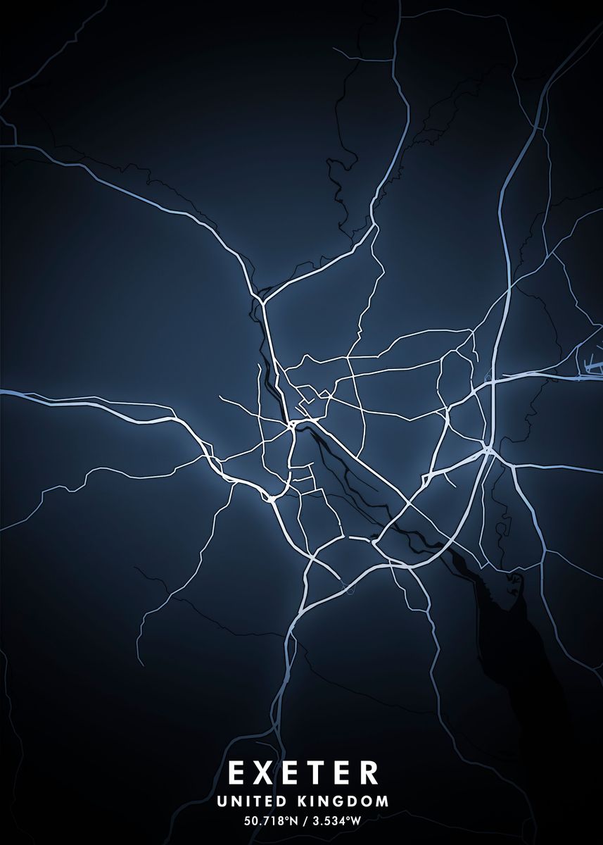 'Exeter Map Posters' Poster by Merah Djoeang | Displate