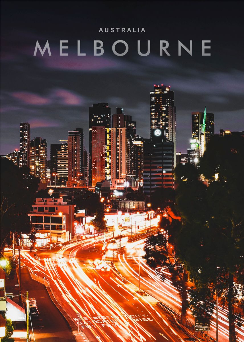 'Melbourne night view' Poster, picture, metal print, paint by Ez ...