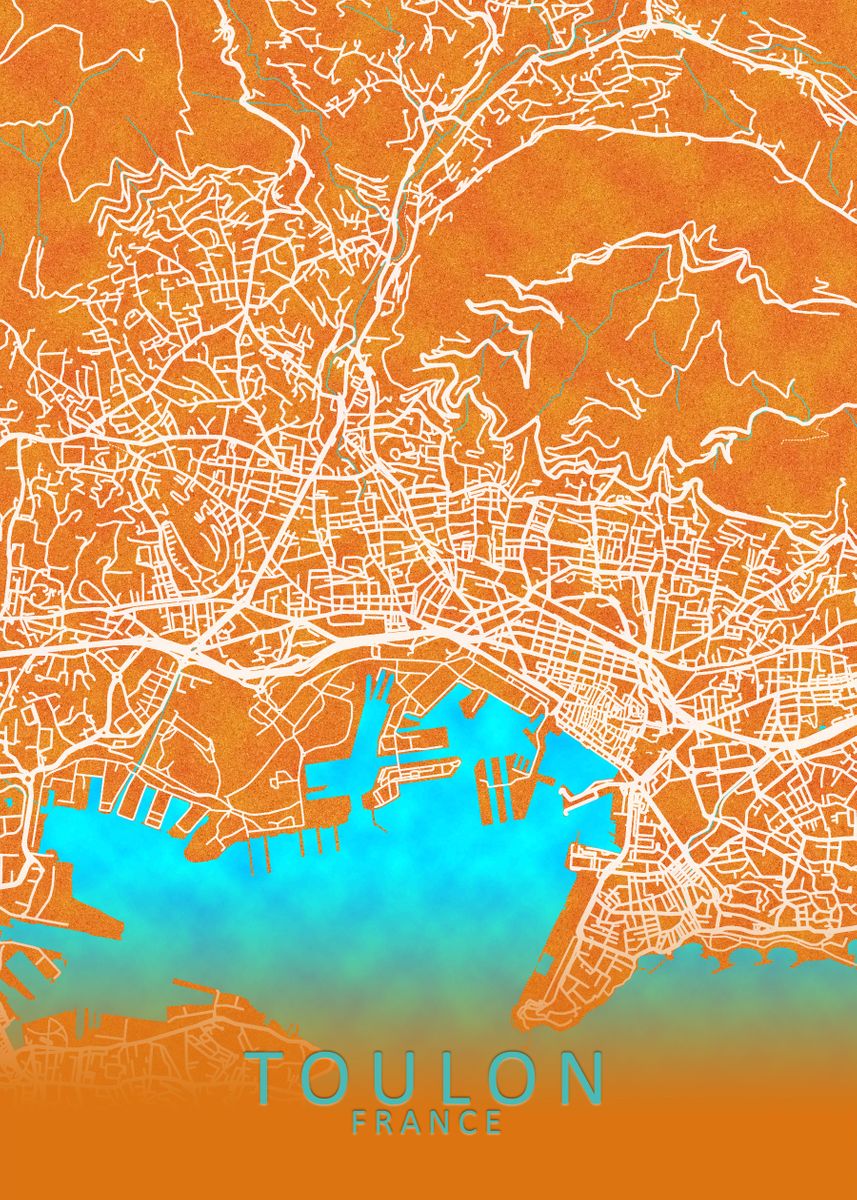 'Toulon France City Map' Poster by City Map Art Prints | Displate