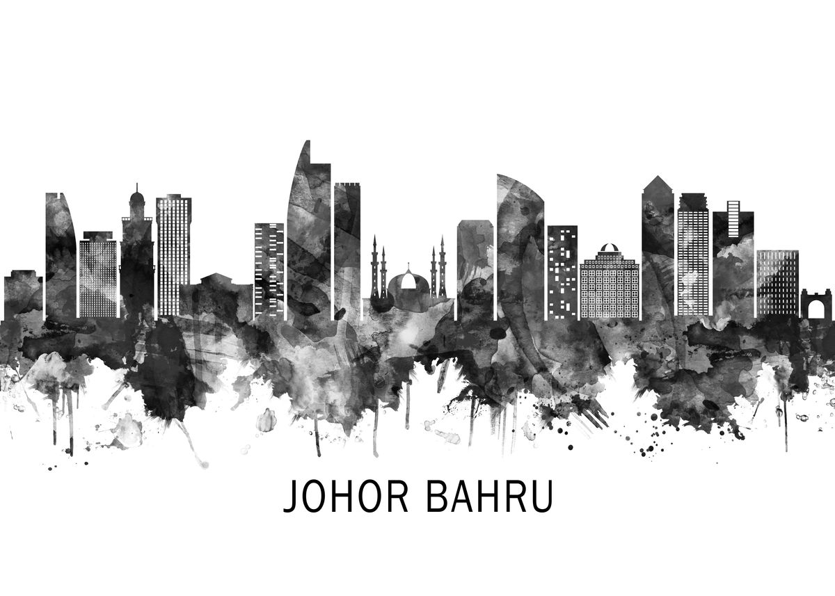 'Johor Bahru Skyline BW' Poster by Towseef Dar | Displate
