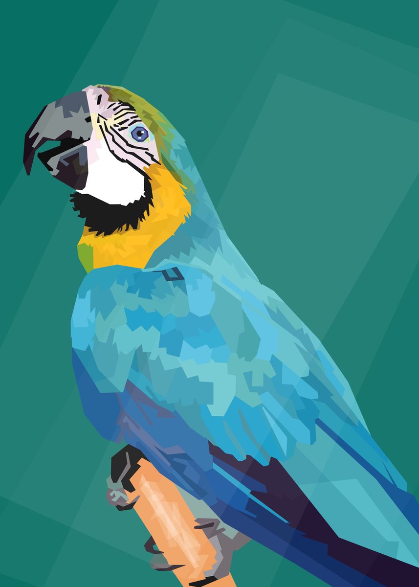 'blue parrot' Poster, picture, metal print, paint by fin arifin | Displate