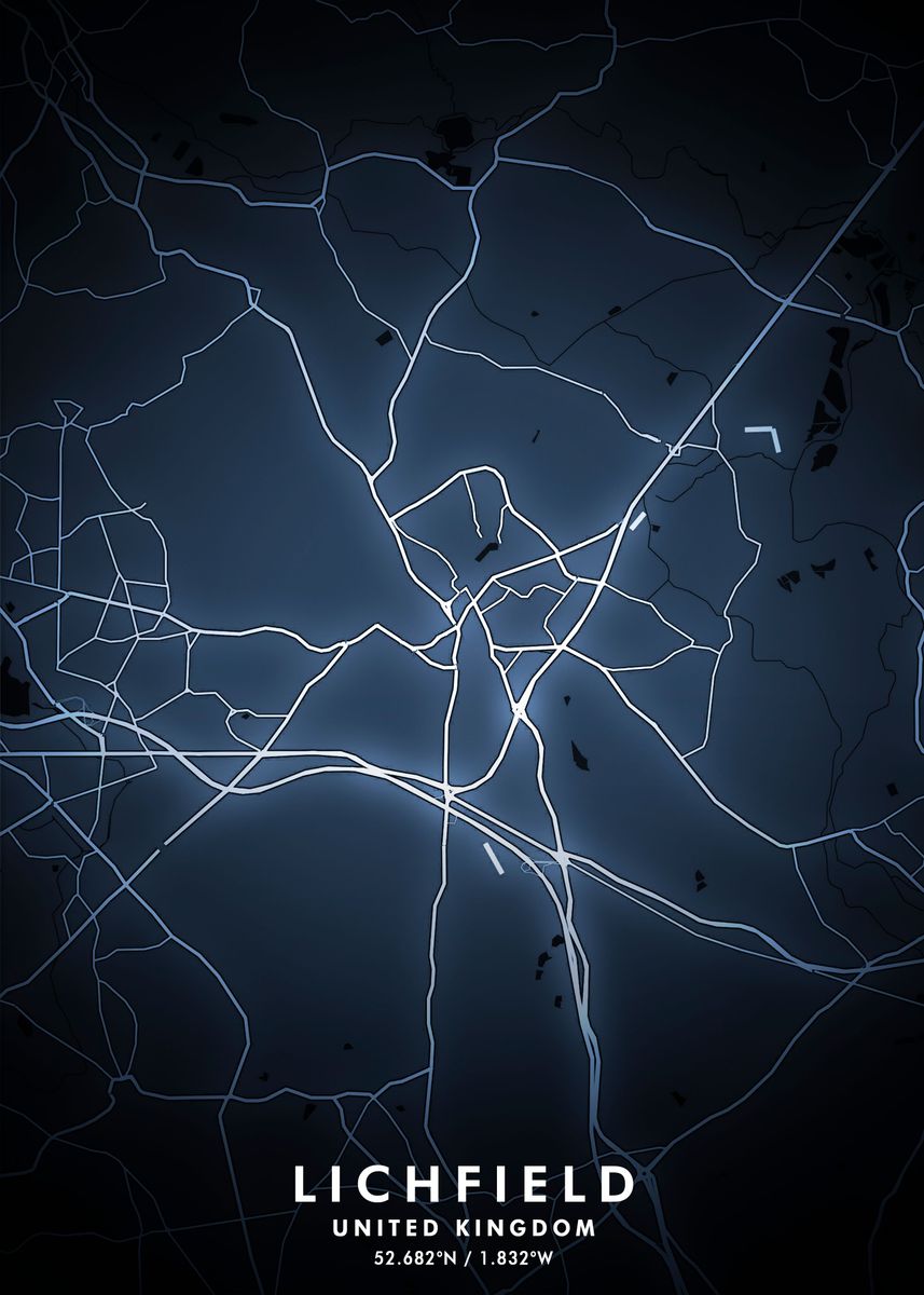 'Lichfield Map Posters' Poster by Merah Djoeang | Displate