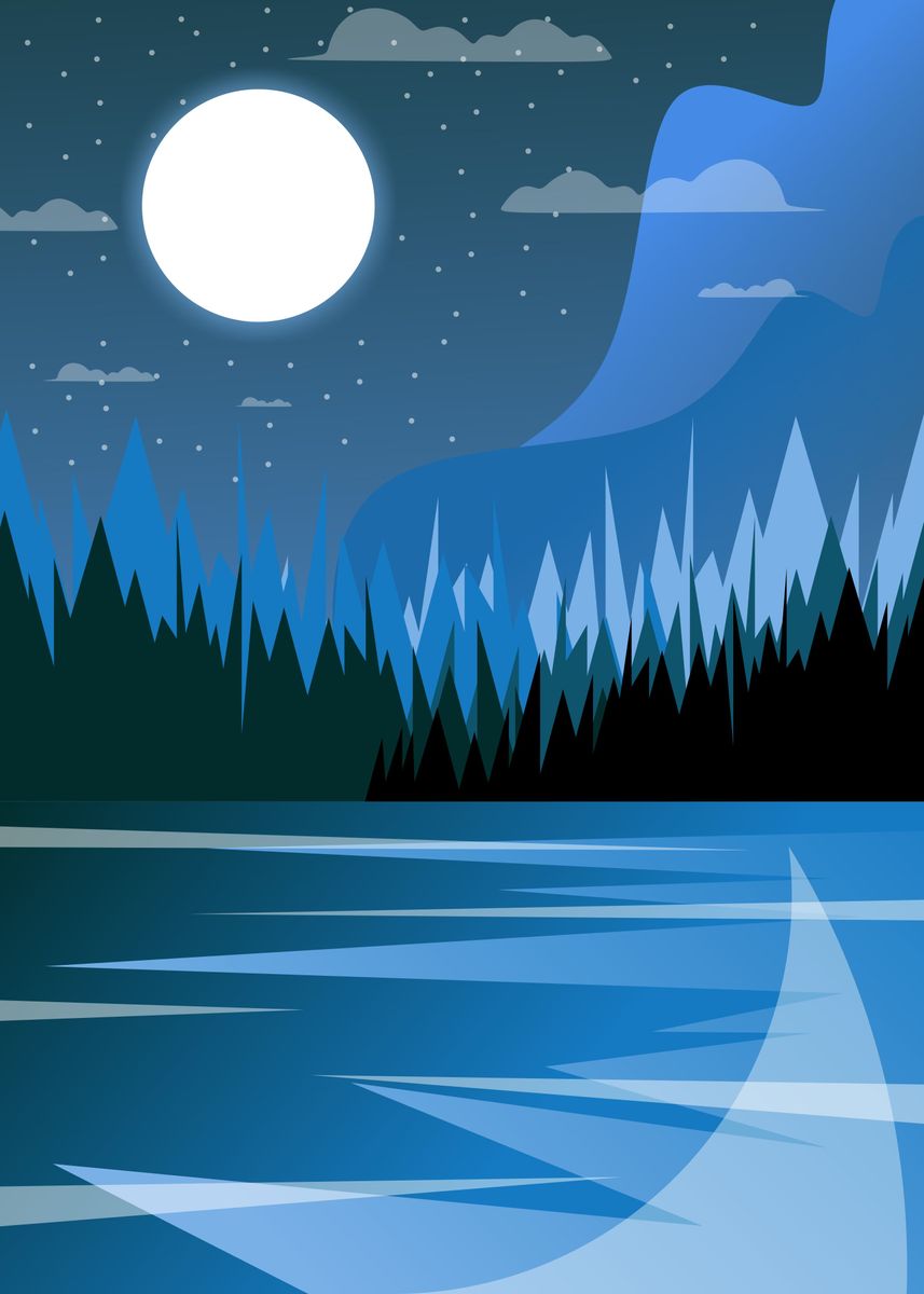 'Blue flat design' Poster, picture, metal print, paint by Dede ...